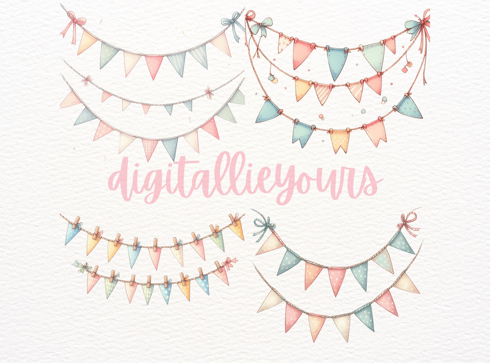 Banderines Clip Art, Banderines Clipart, Pastel Banderine Clip Art ...