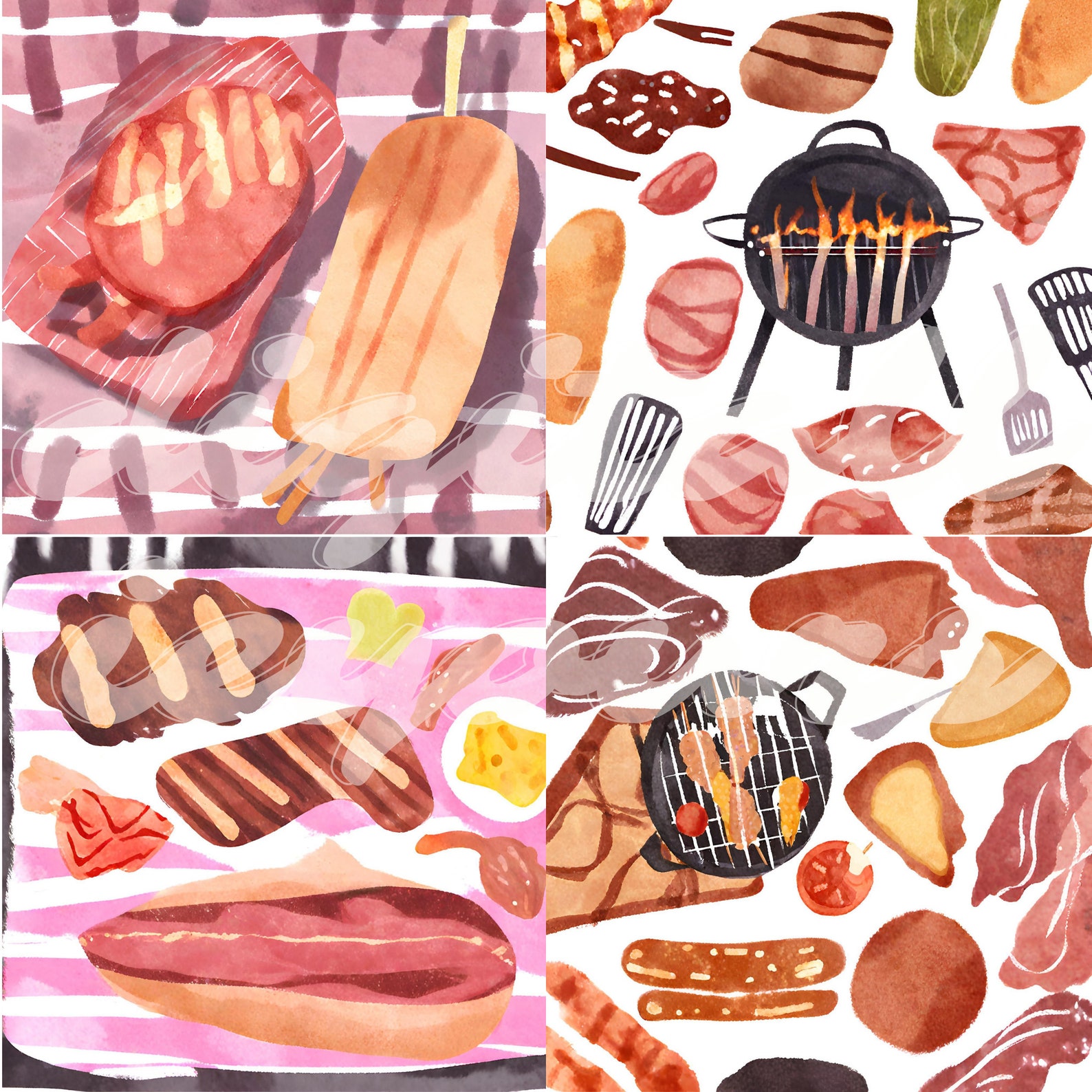 Watercolor Bbq Clip Art, Bbq Clipart, Barbeque Clip Art, Barbeque ...