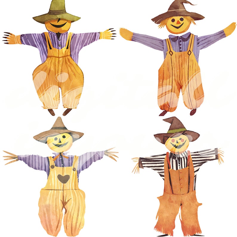 Watercolor Scarecrow Clip Art, Scarecrow Clipart, Scarecrow Png ...