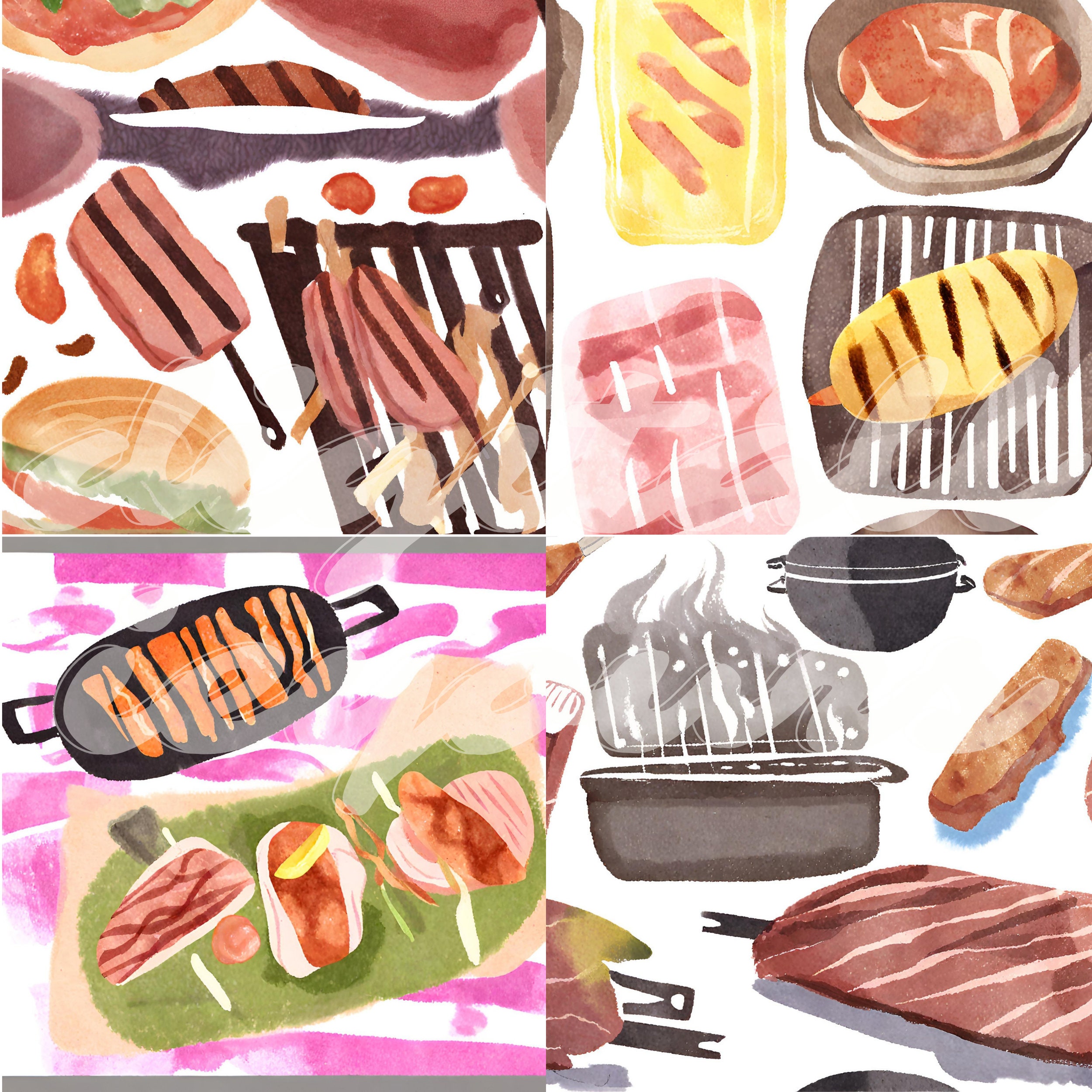 Watercolor Bbq Clip Art, Bbq Clipart, Barbeque Clip Art, Barbeque ...
