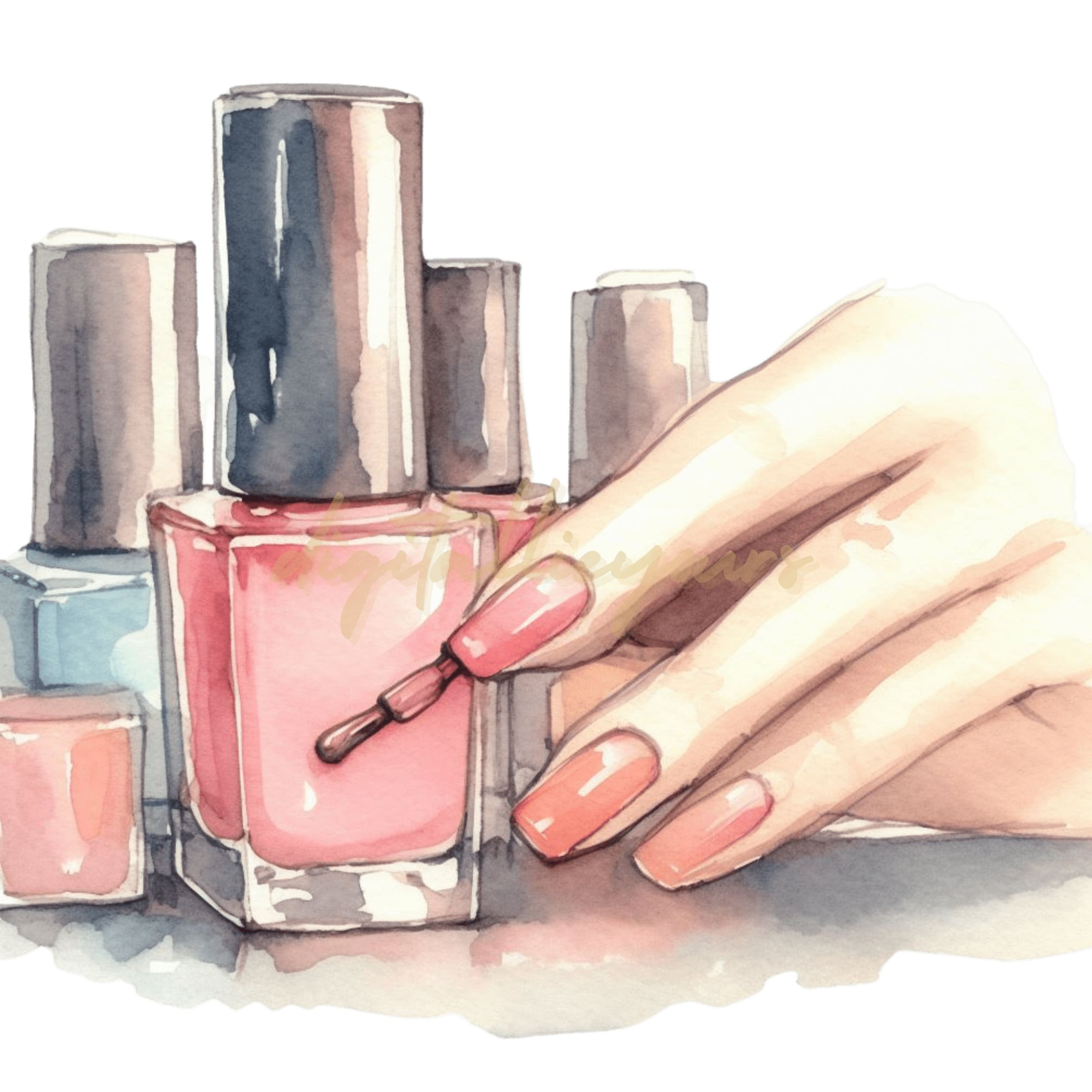 Nail Polish Watercolor Clip Art,nail Polish Clip Art,nail Polish ...