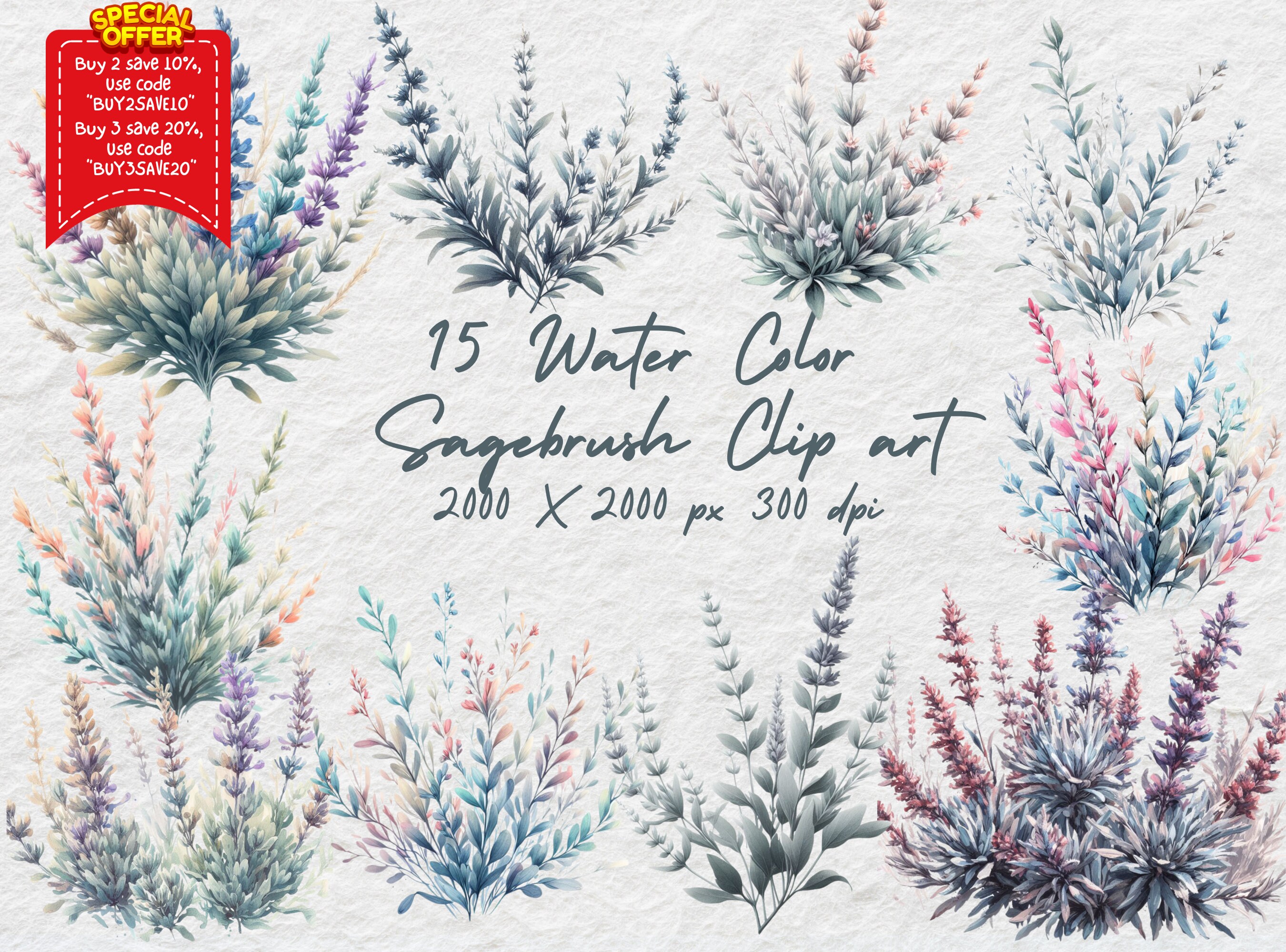 Sagebrush Watercolor Clip Art, Sagebrush Clip Art, Sagebrush Clipart ...
