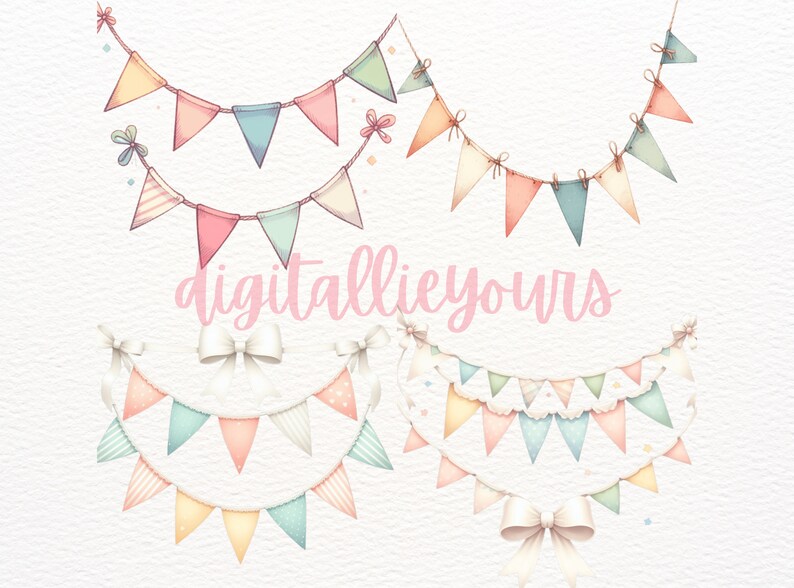 Banderines Clip Art, Banderines Clipart, Pastel Banderine Clip Art ...