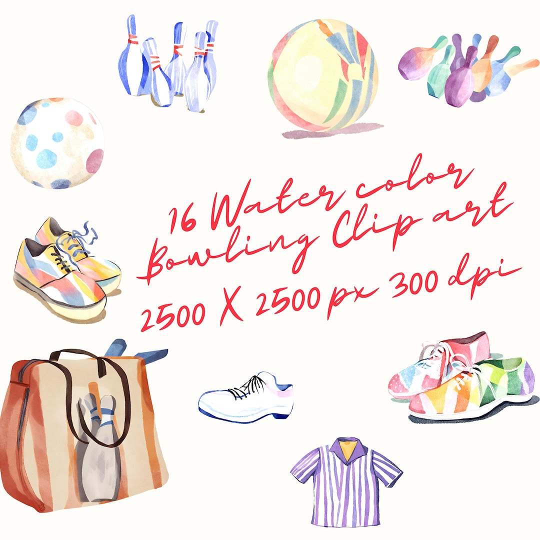 Watercolor Bowling Clip Art Bowling Clipart Bowling Cut - Etsy