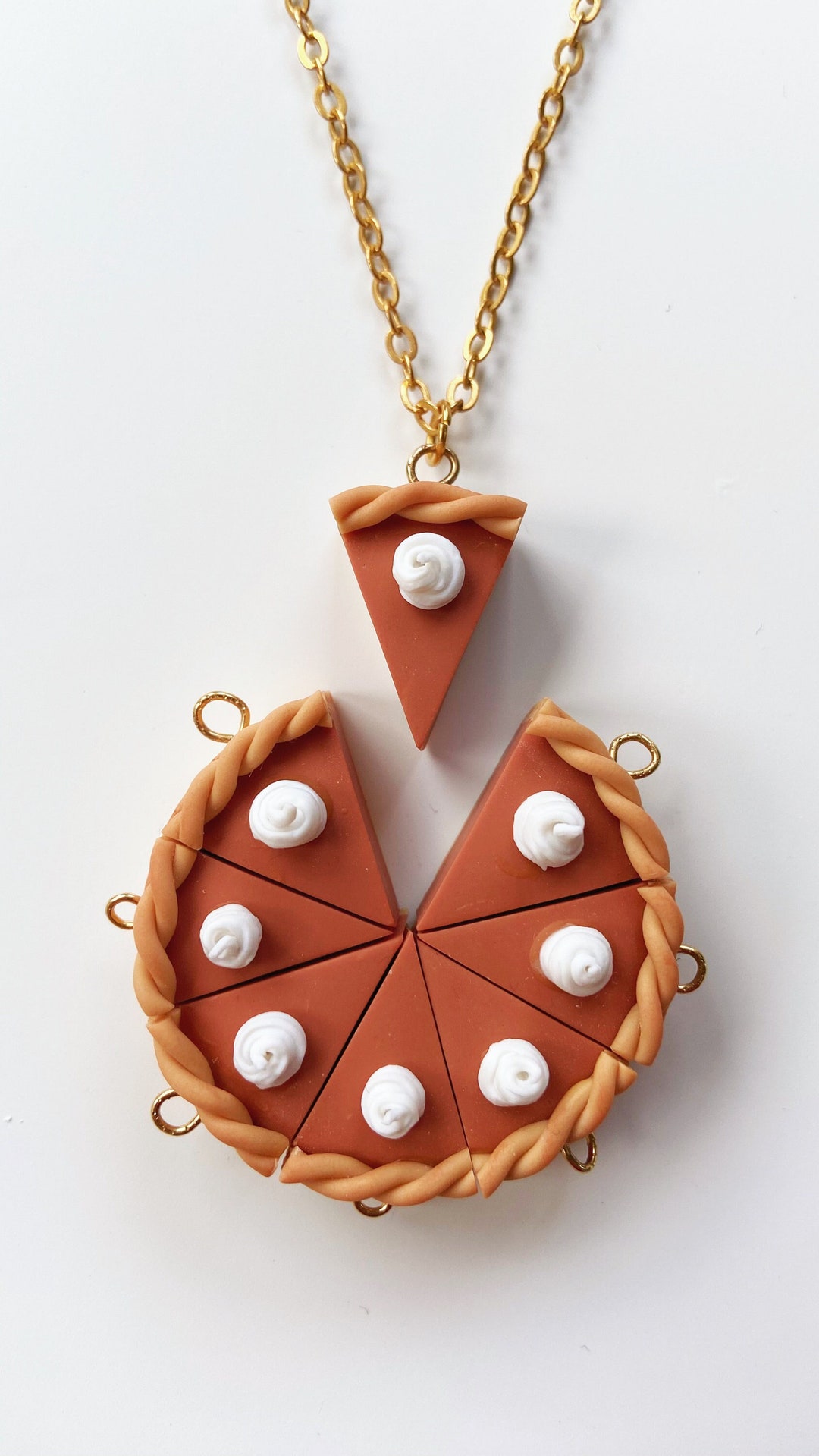 Handmade Pumpkin Pie Necklace: Polymer Clay Autumn Thanksgiving Jewelry ...