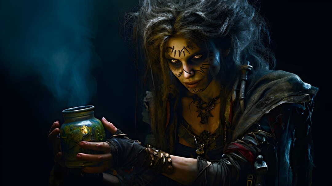 Horrifying Witch Halloween Art Scary Witch - Etsy