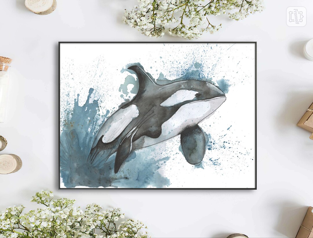 Watercolor Painting orca DIN A6 A5 A4 A3 - Etsy