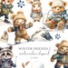 Winter Animals Clipart Watercolor, Woodland Animals Commercial Use ...
