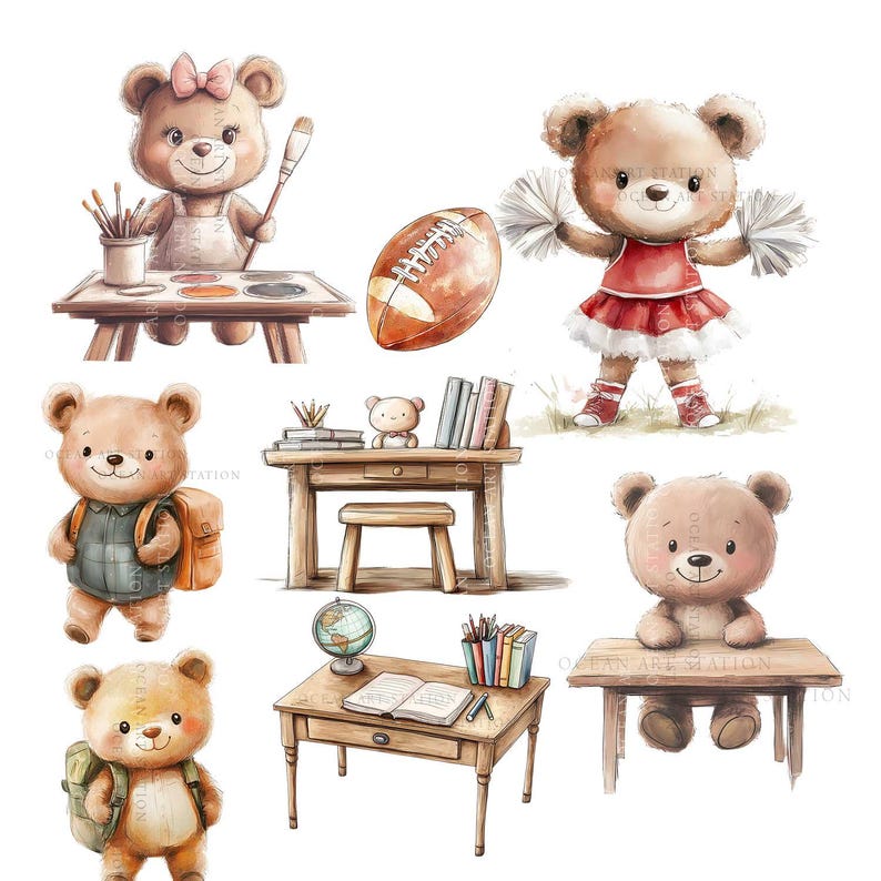 Back to School Clipart, Teacher Clipart, Cute School Clipart, Teddy ...
