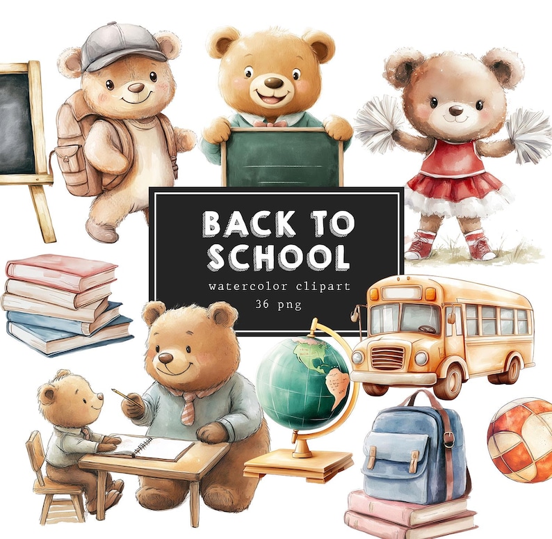 Back to School Clipart, Teacher Clipart, Cute School Clipart, Teddy ...