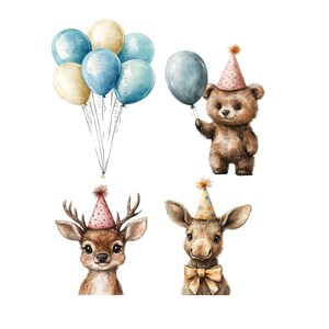 Party Animals Clipart, Safari Animals Clipart, Cute Birthday Animals ...