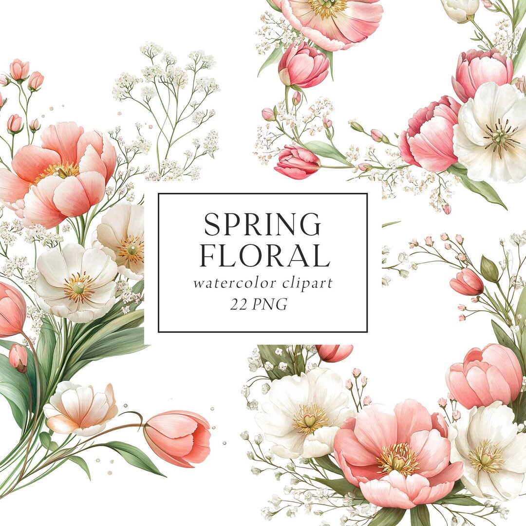 Spring Flowers Clipart, Spring Wedding Clipart, Spring Bouquets Png ...