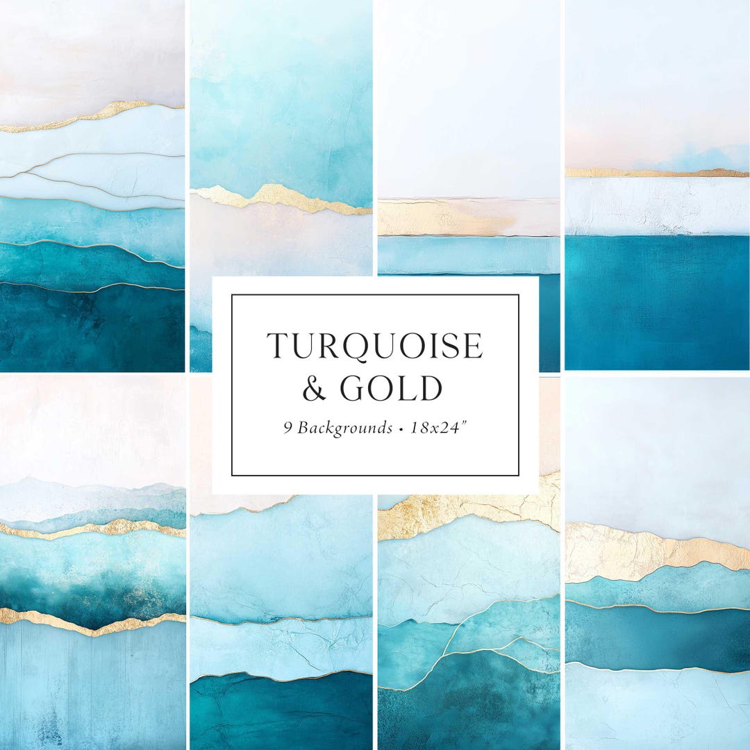 Teal Digital Papers, Turquoise Digital Papers, Aqua Blue Teal Gold ...