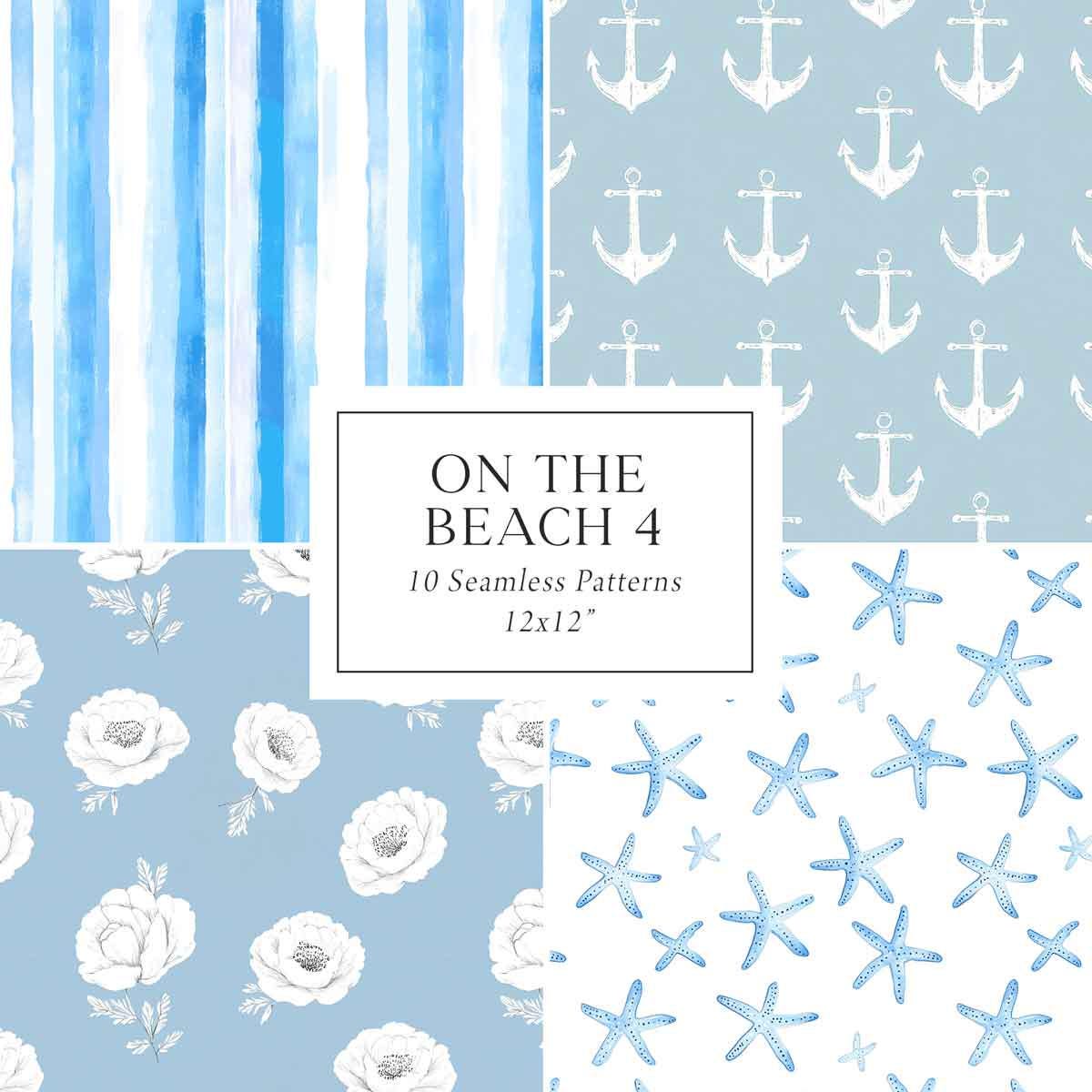 Beach Seamless Patterns, Sea Shell Patterns, Ocean Digital Papers ...