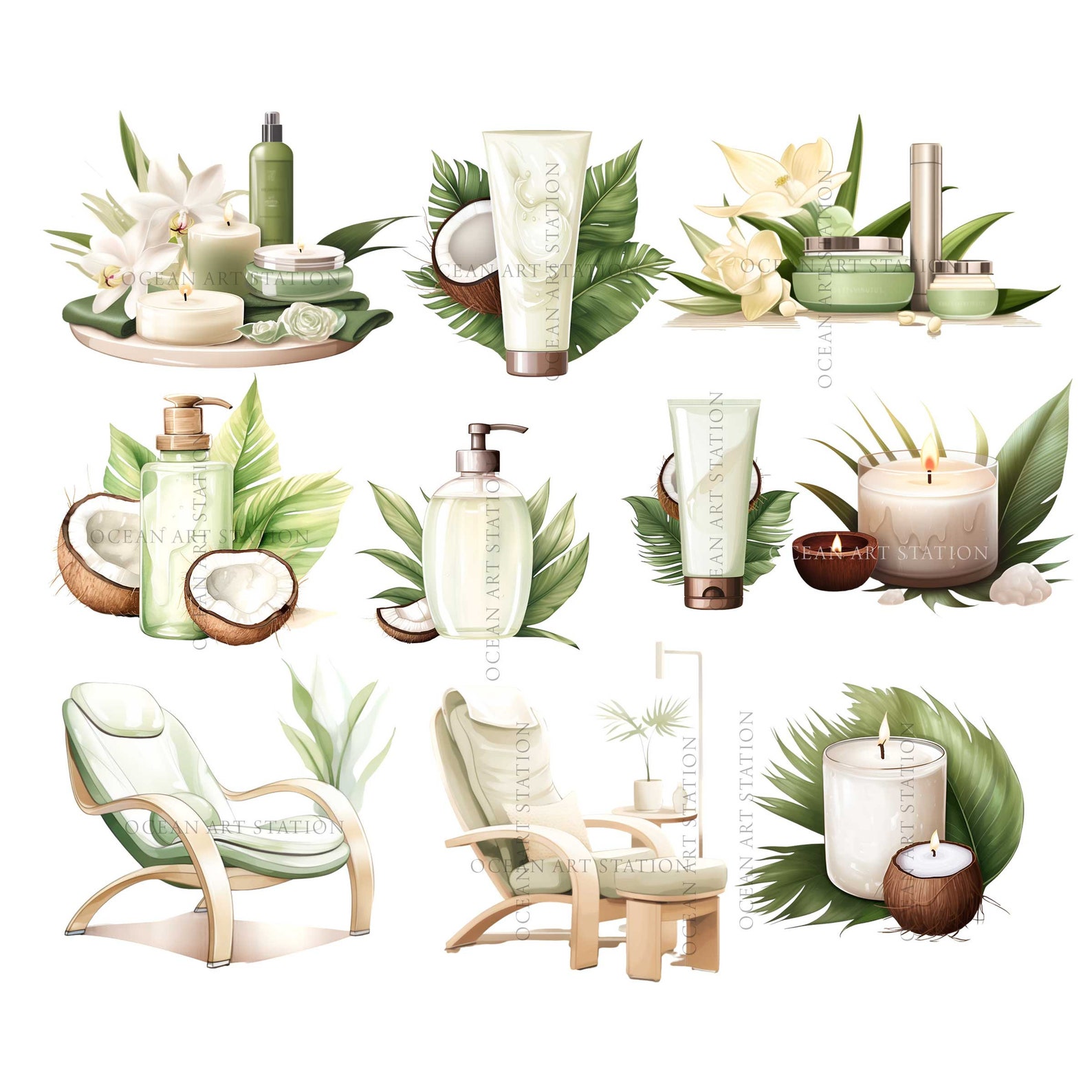 Spa Clipart, Self Care Clipart, Zen Clipart, Cosmetics Clipart, Relax ...