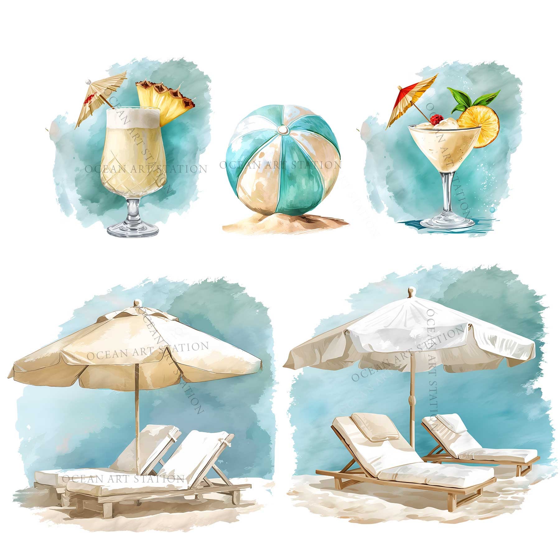 Summer Vacation Clipart, Tropical Beach Clipart, Summer Fashion Clipart ...