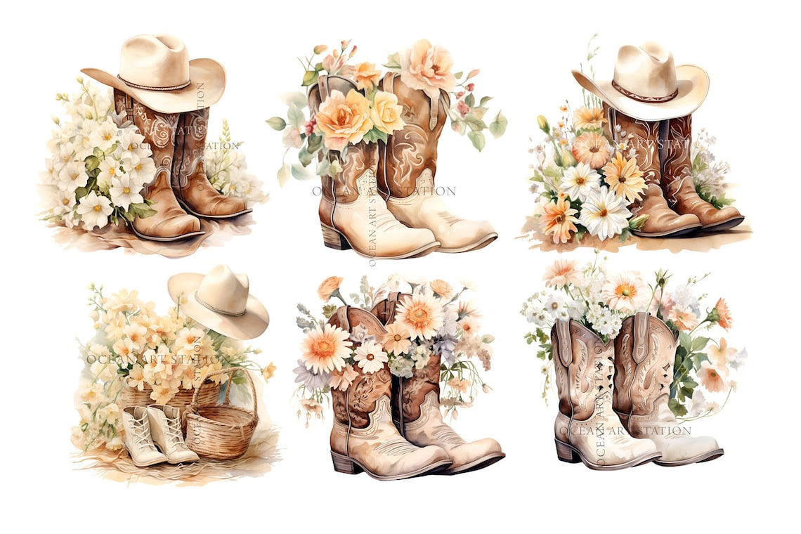 Cowgirl Clipart Watercolor, Country Girl Clipart, Western Girl Clipart ...