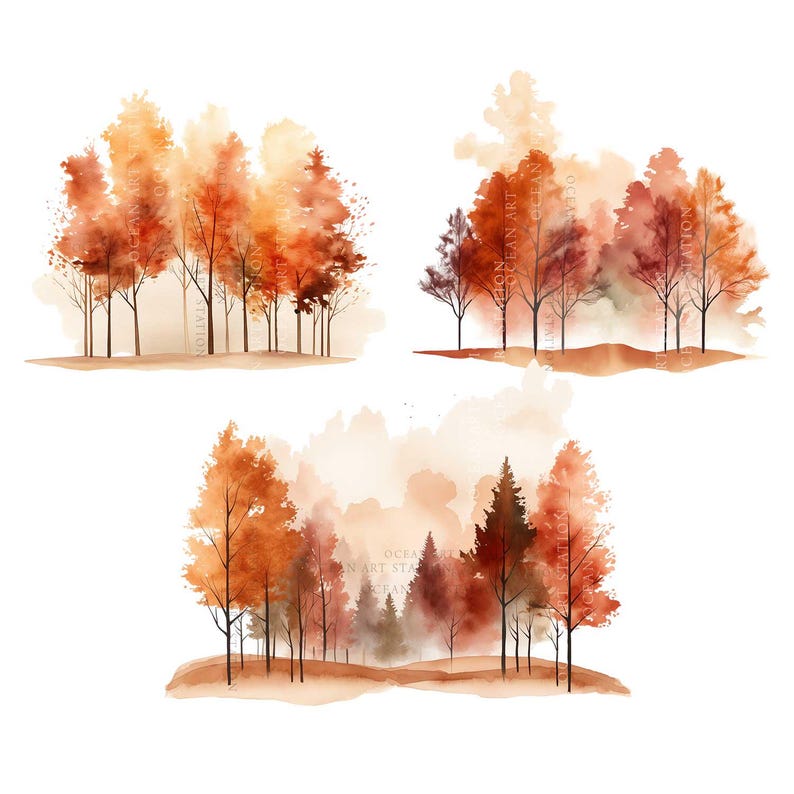 Pumpkins Clipart Watercolor, Fall Forest Clipart, Autumn Clipart, Fall ...