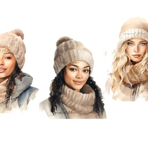 Winter Fashion Clipart Watercolor, Commercial Use, Winter Girls Clipart ...