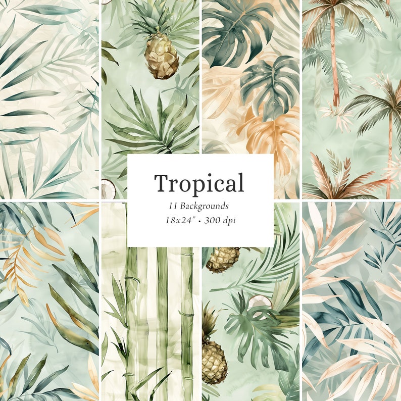 Tropical Digital Papers, Tropical Seamless Patterns, Safari Patterns ...