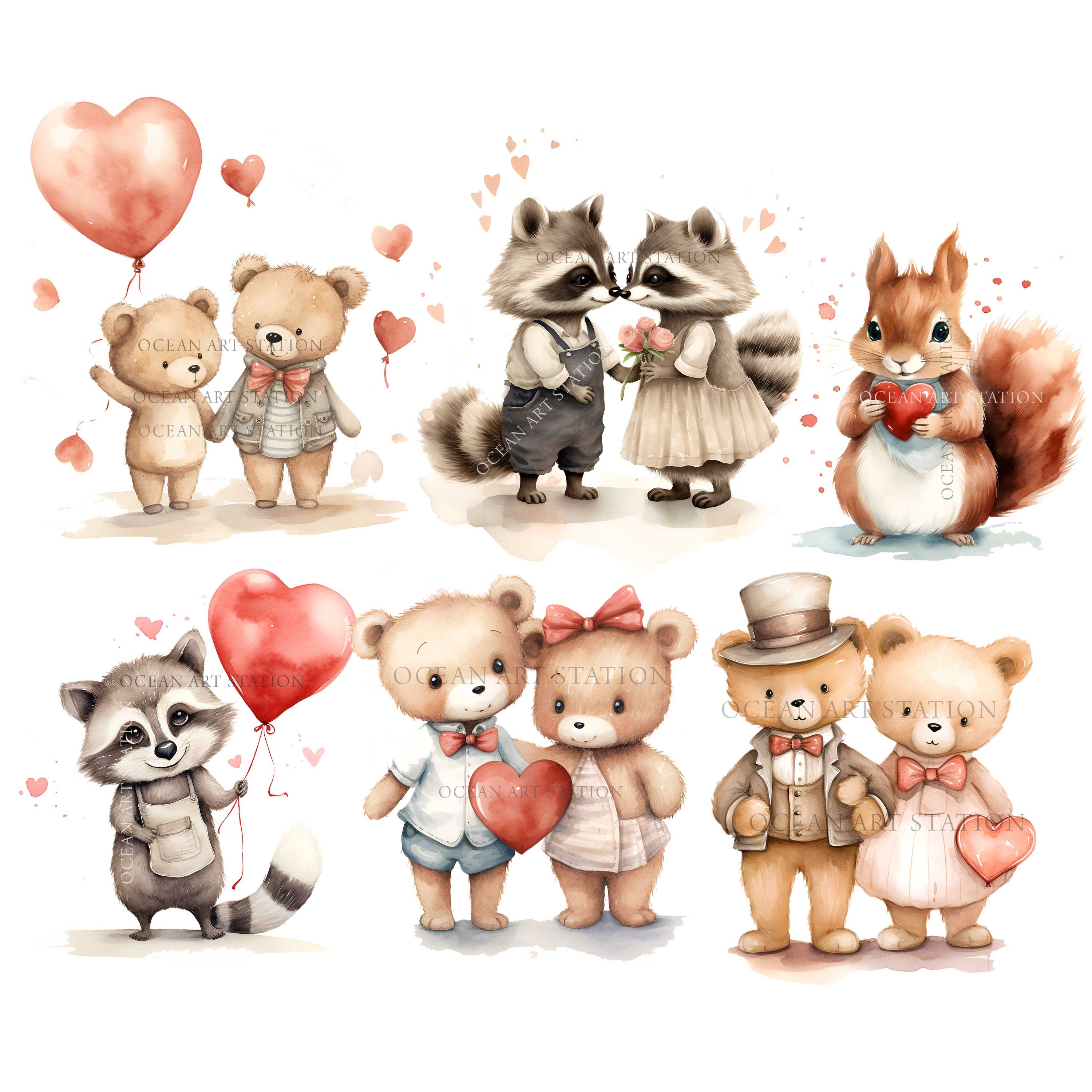 Cute Valentines Day Clipart Watercolor, Kids Valentines Clipart ...