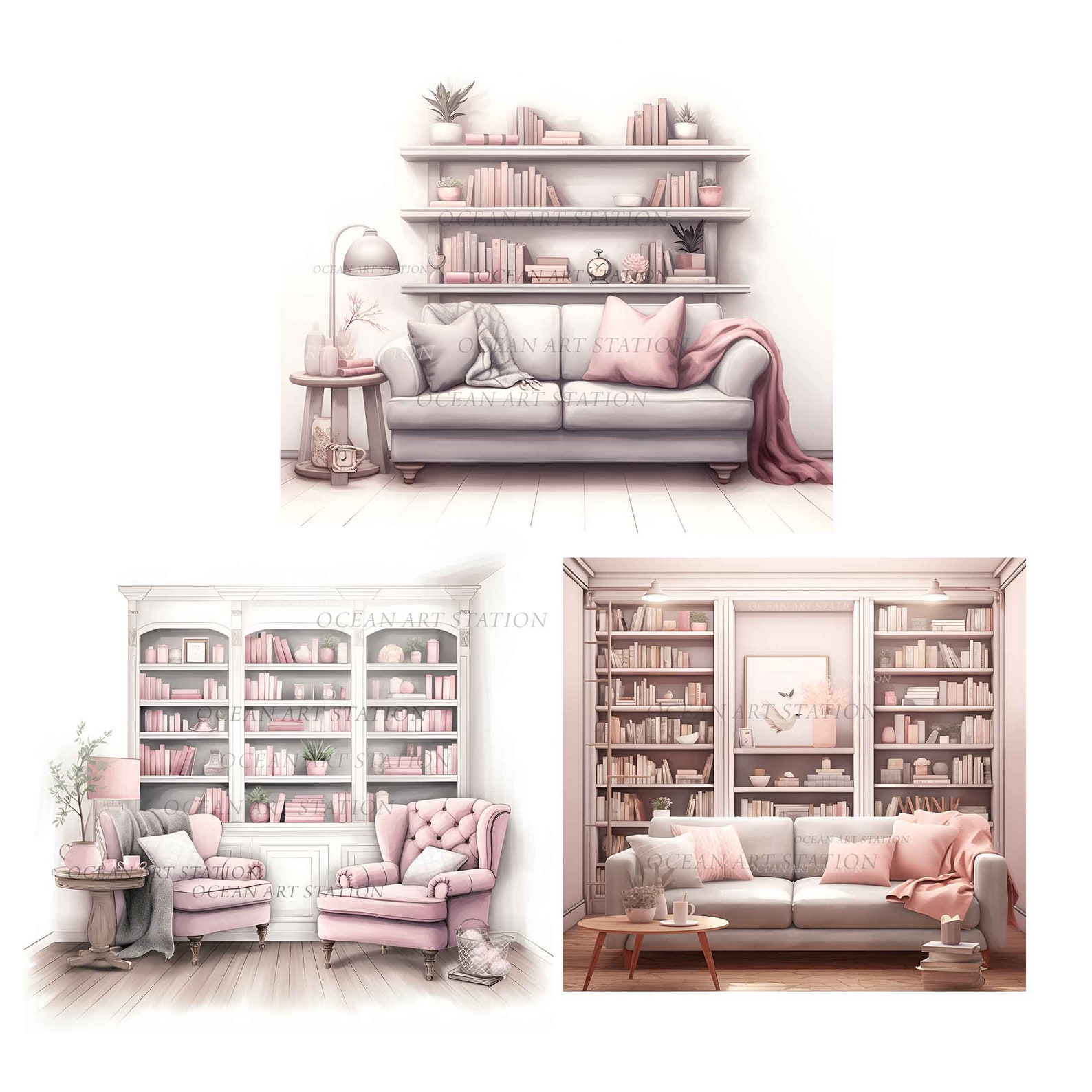 Book Lover Clipart, Reading Clipart, Pink Books Clipart, Bookworm ...