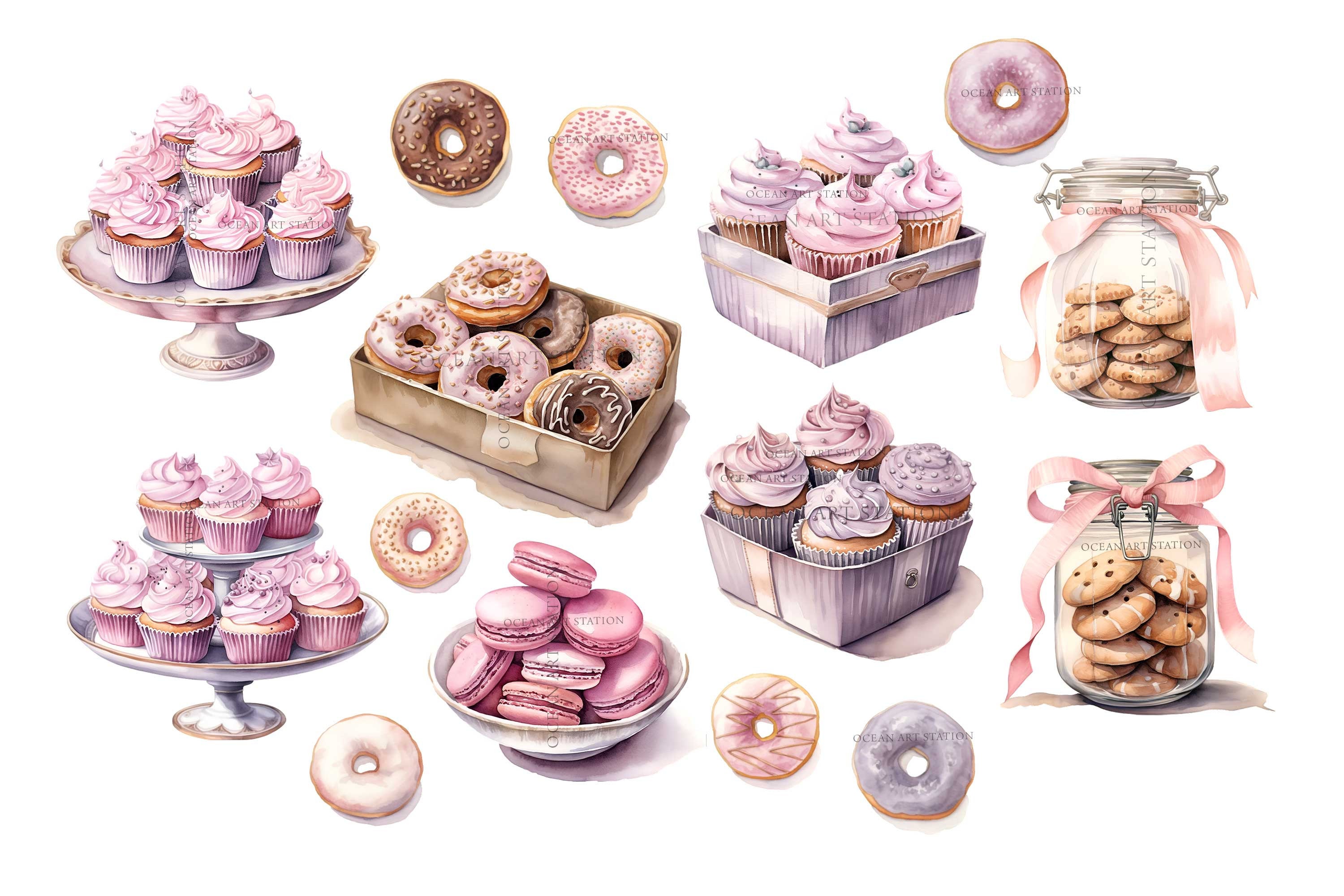 Bakery Clipart, Baking Clipart Watercolor, Desserts Cooking Clipart ...