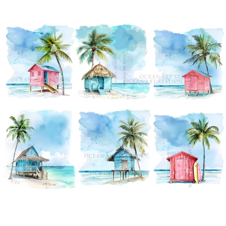 Tropical Beach Clipart, Tropical Island Clipart, Exotic Beach Surfing ...