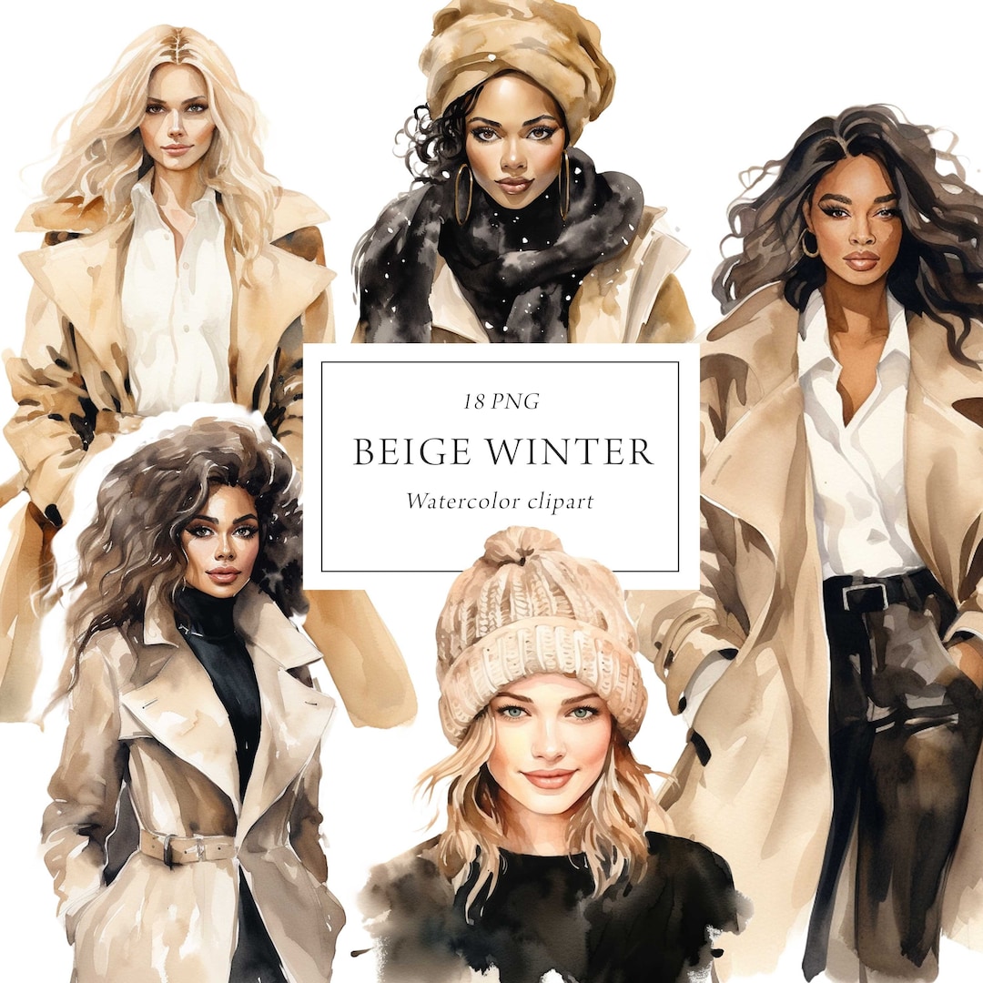 Winter Fashion Clipart Watercolor, Commercial Use, Winter Girls Clipart ...