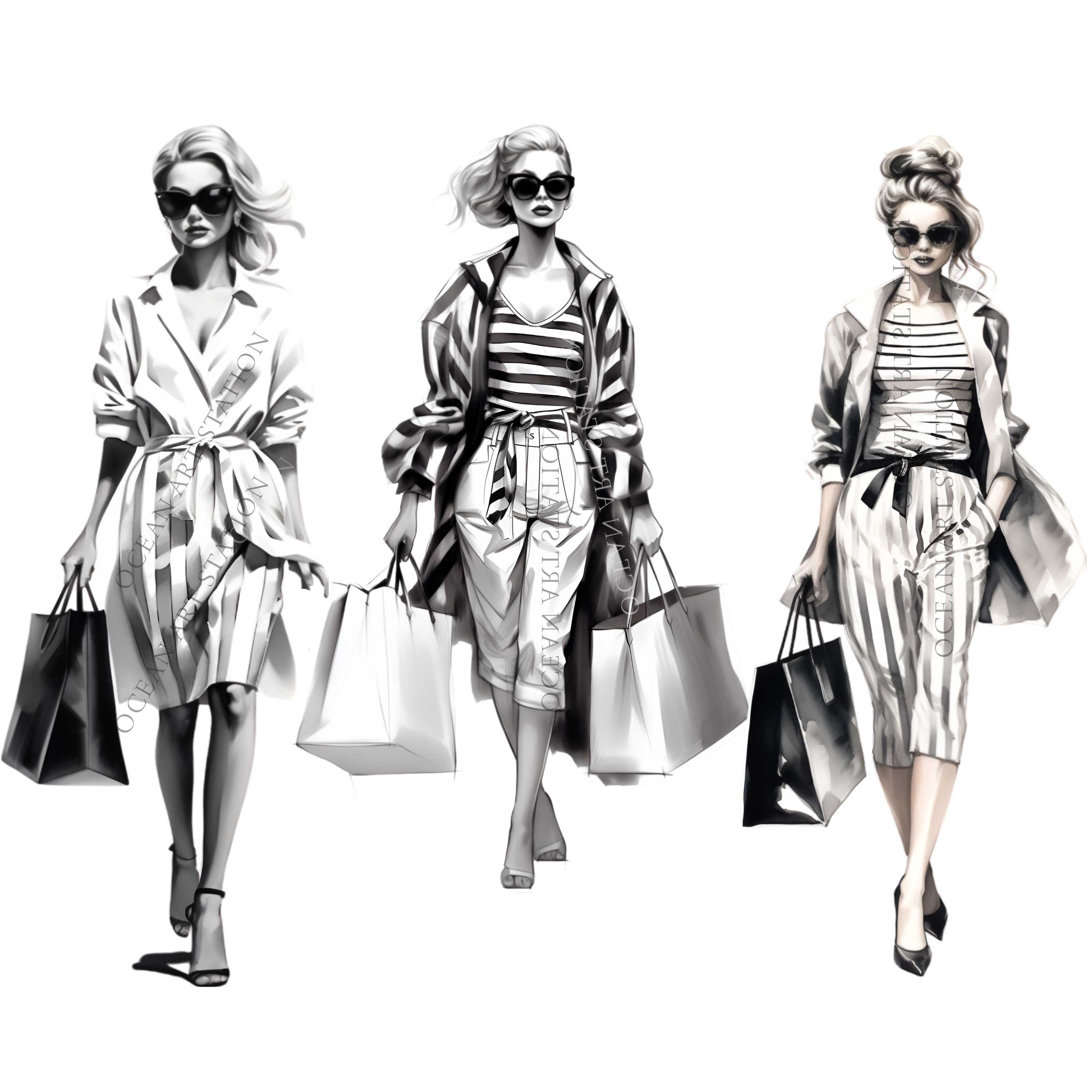 Fashion Clipart, Glamour Clipart, Fashion Model Girls Clipart ...