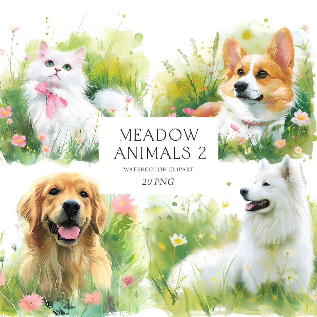 Cats and Dogs Clipart Watercolor, Dog Lover Clipart, Pets Clipart, Cats ...