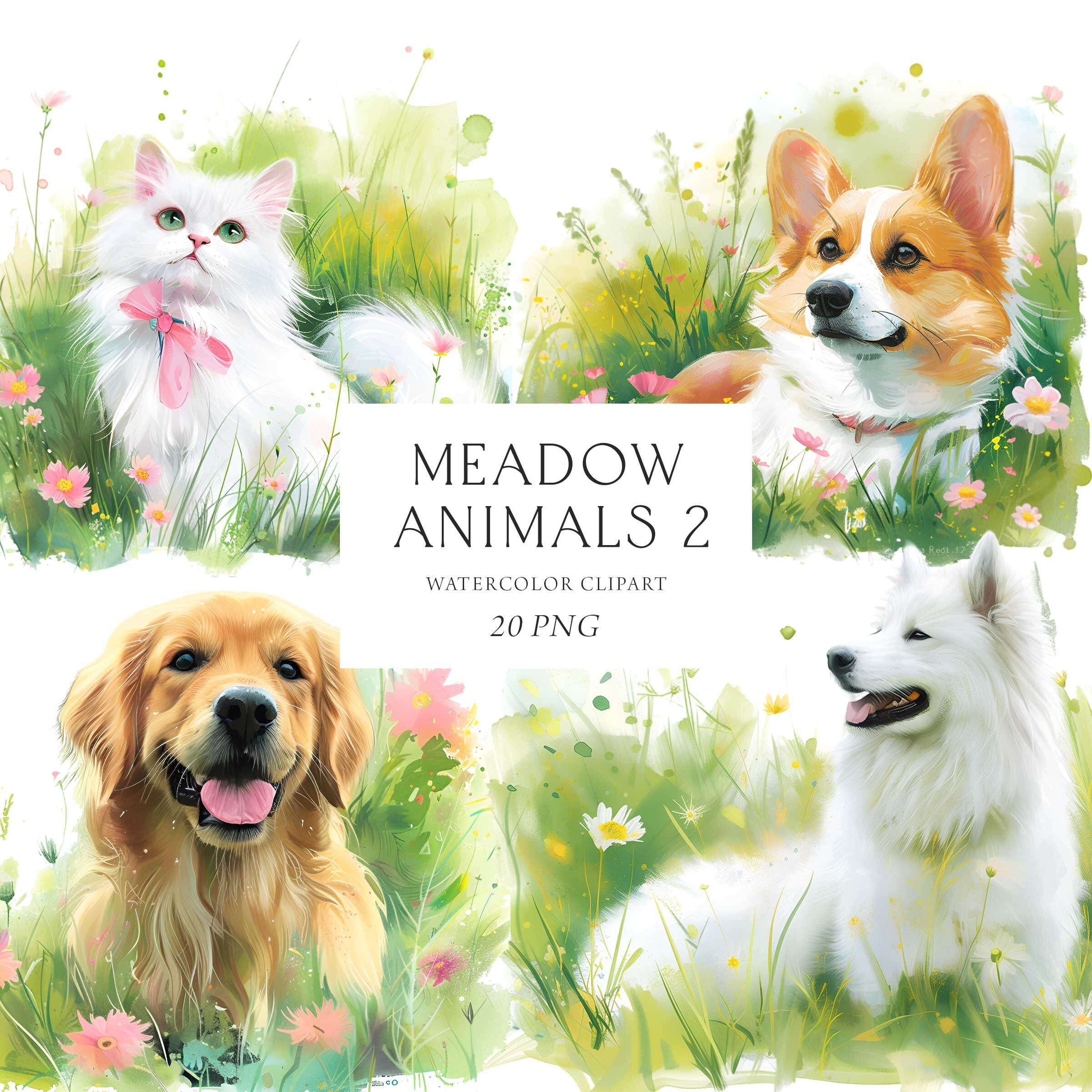 Cats and Dogs Clipart Watercolor, Dog Lover Clipart, Pets Clipart, Cats ...