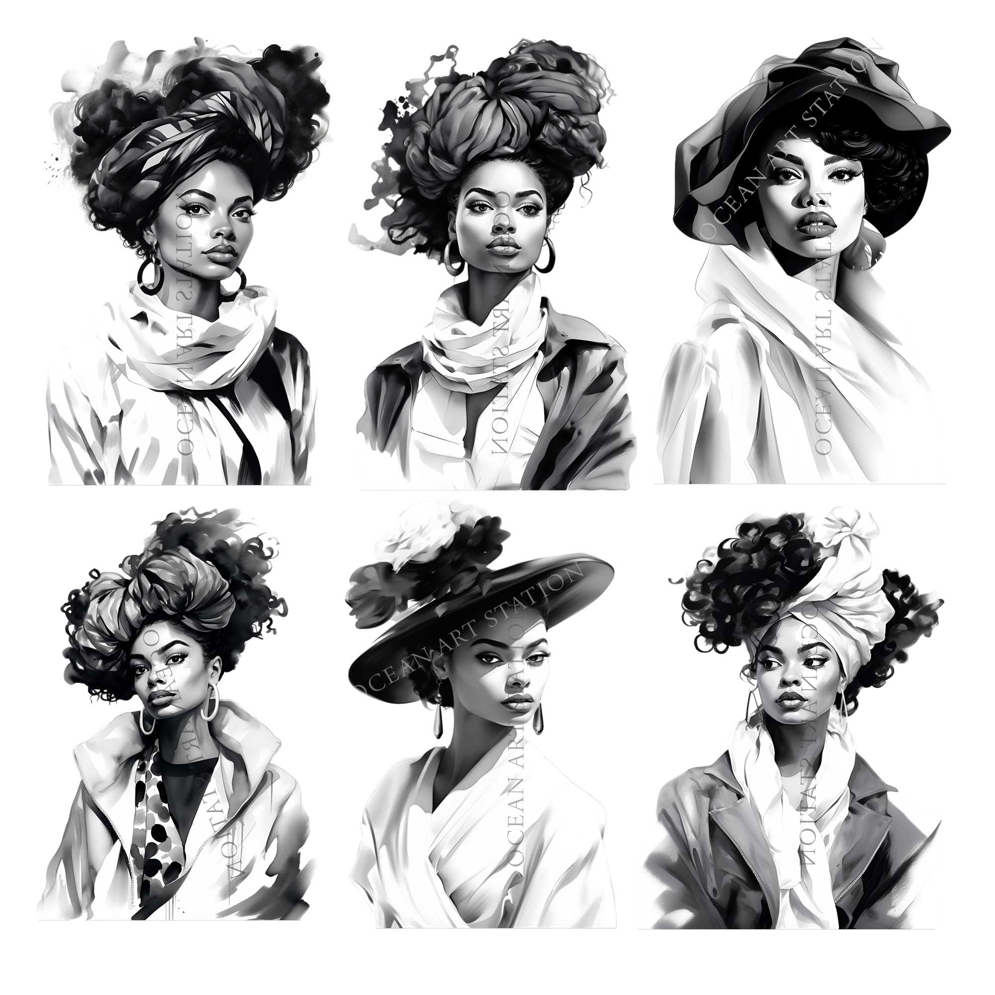 Black Girl Fashion Clipart, Black Fashion Models, Elegant Black Women ...