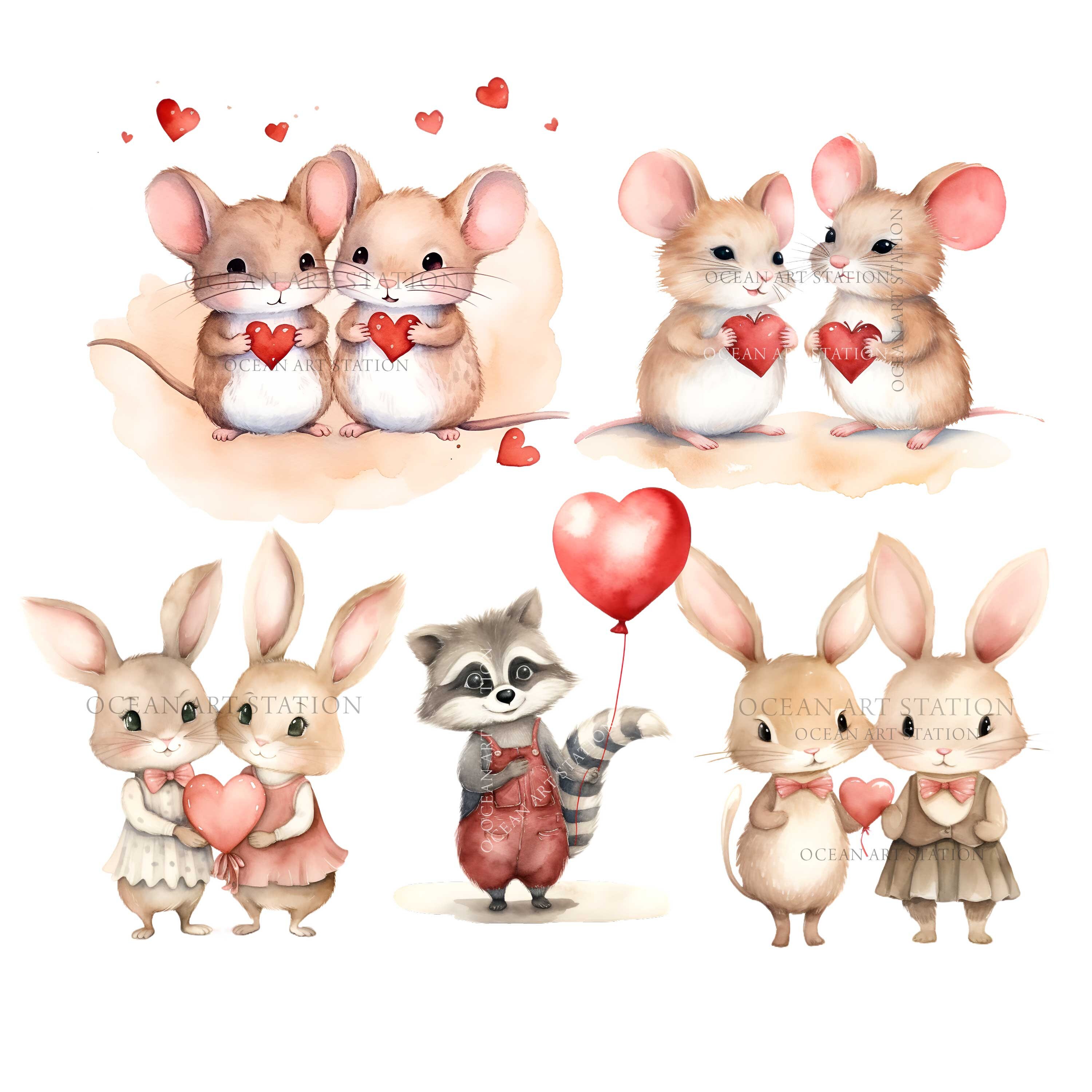 Cute Valentines Day Clipart Watercolor, Kids Valentines Clipart ...