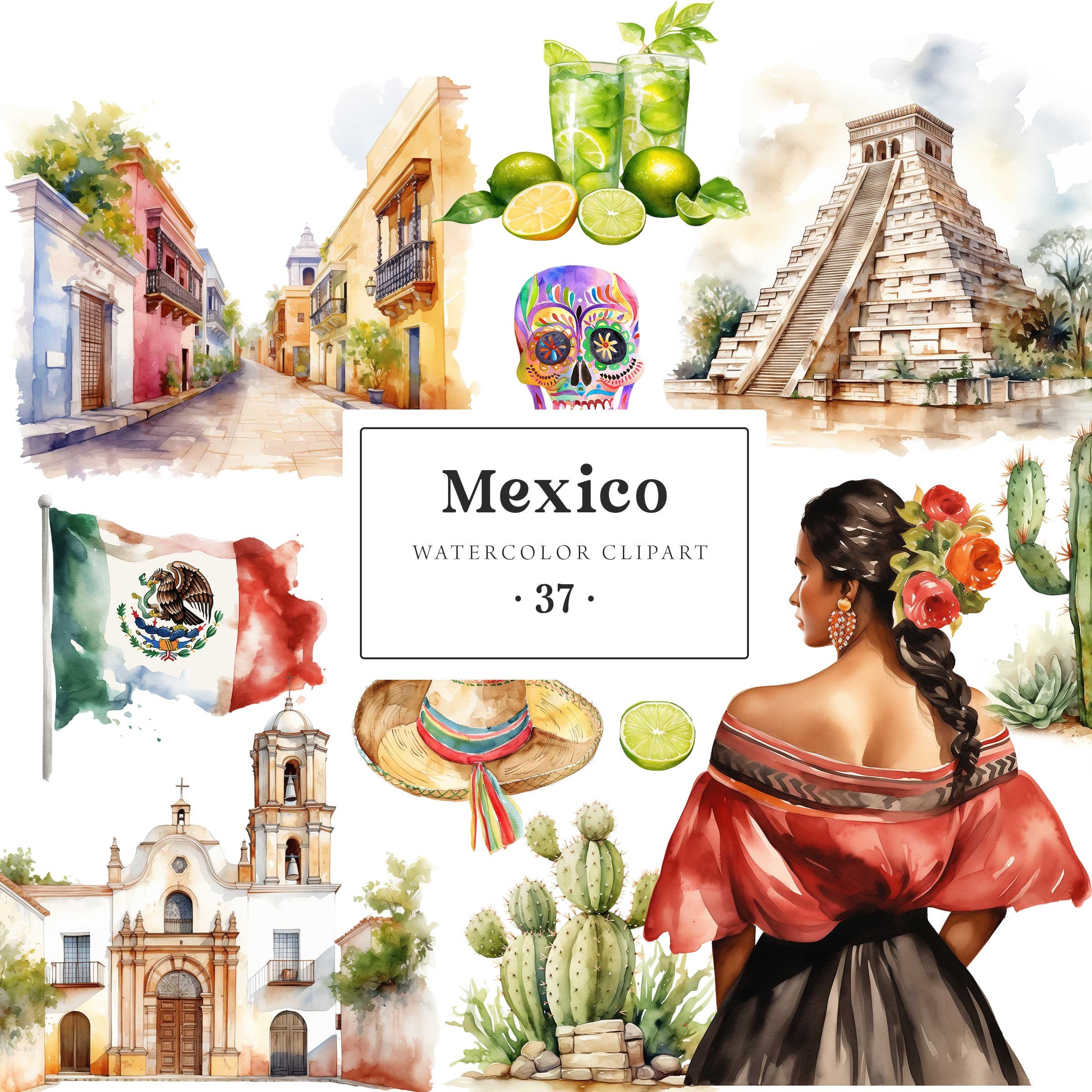 Mexico Clipart Watercolor, Mexican Fiesta Clipart, Cinco De Mayo ...