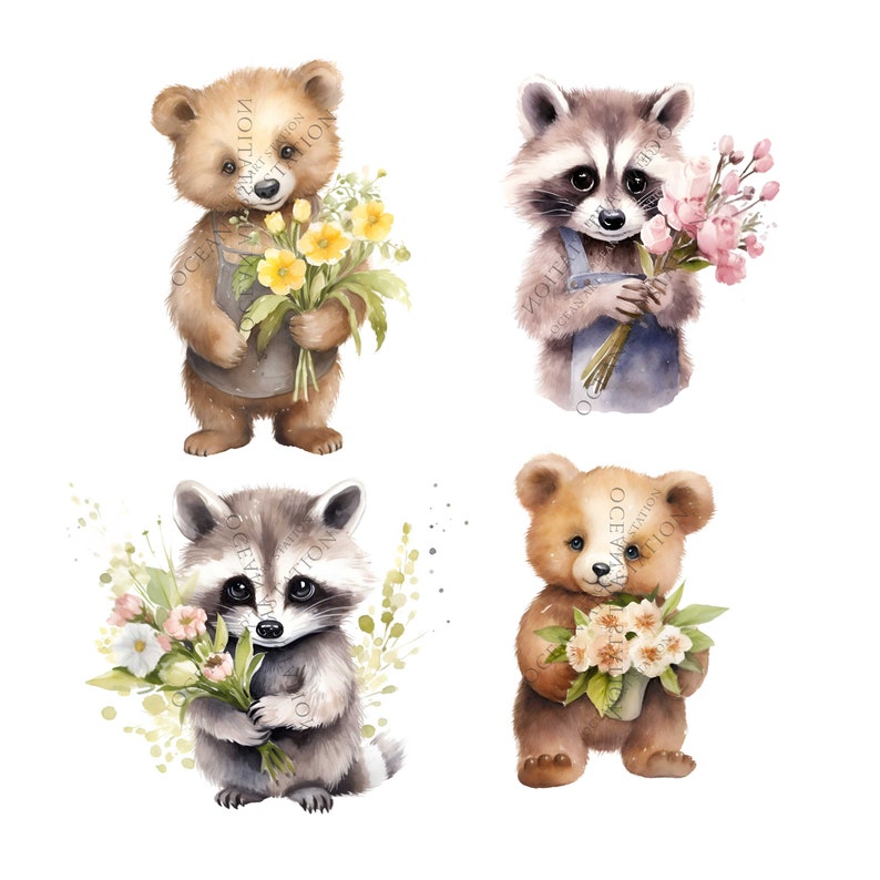Spring Animals Clipart Watercolor, Spring Woodland Animals Clipart ...
