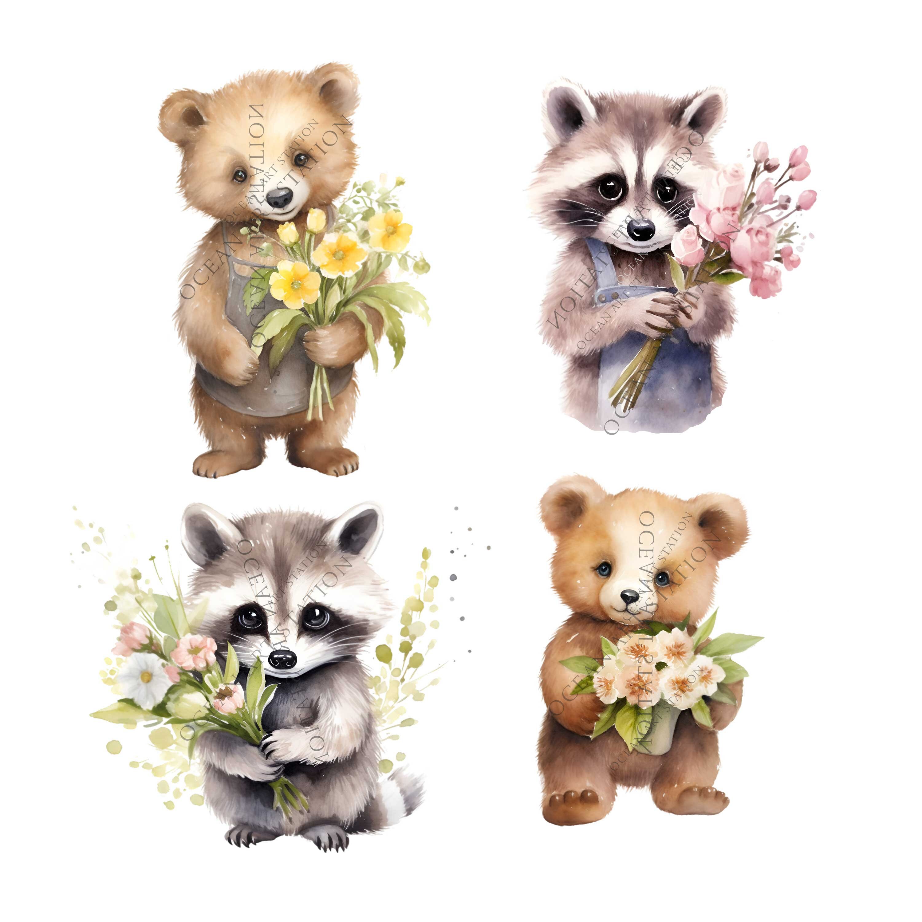 Spring Animals Clipart Watercolor, Spring Woodland Animals Clipart ...