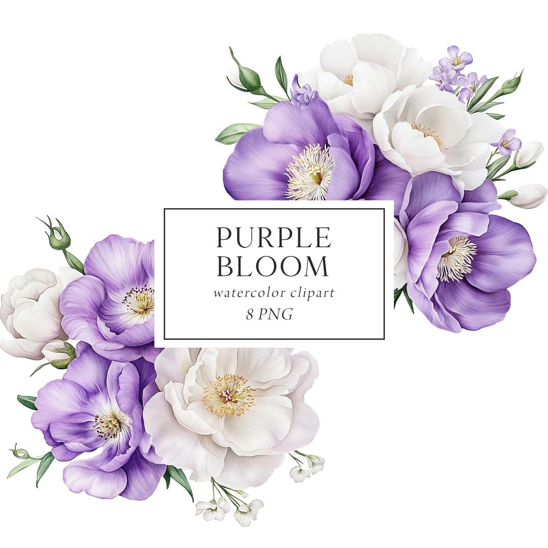 Purple Floral Clipart, Purple Floral Bouquets, Lilac Floral Clipart ...