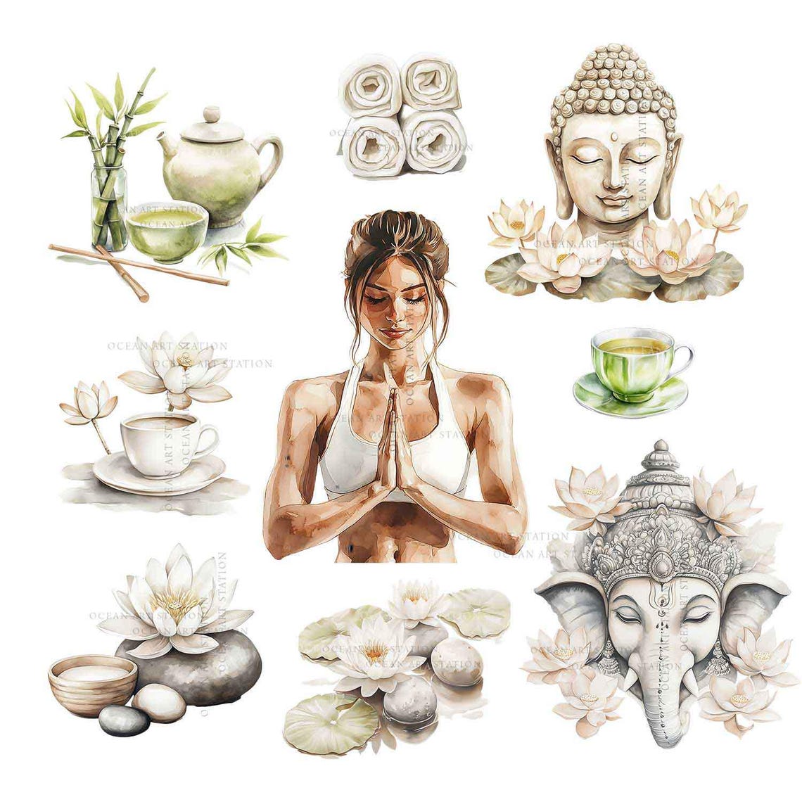Yoga Clipart Watercolor, Neutral Yoga Lover, Meditation Self Care ...