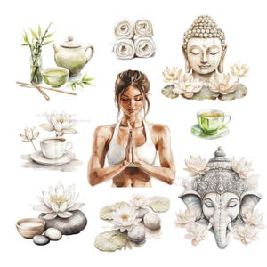 Yoga Clipart Watercolor, Neutral Yoga Lover, Meditation Self Care ...