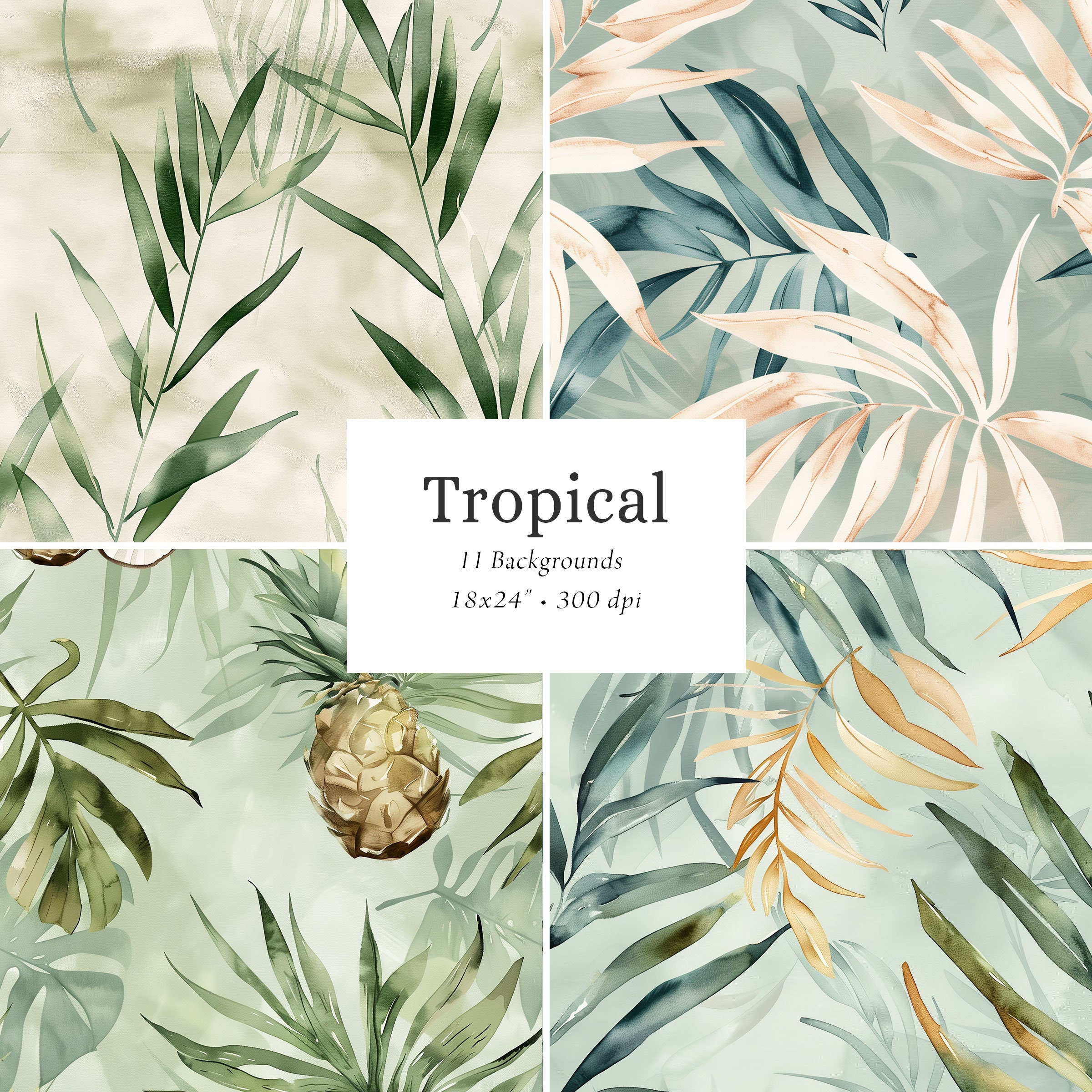 Tropical Digital Papers, Tropical Patterns, Safari Patterns, Palm Leaf ...