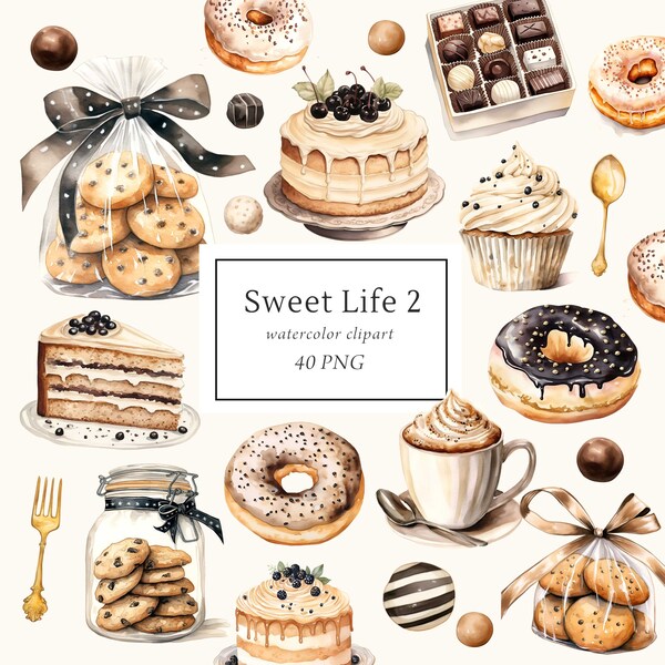 Watercolor Bakery Clipart - Etsy