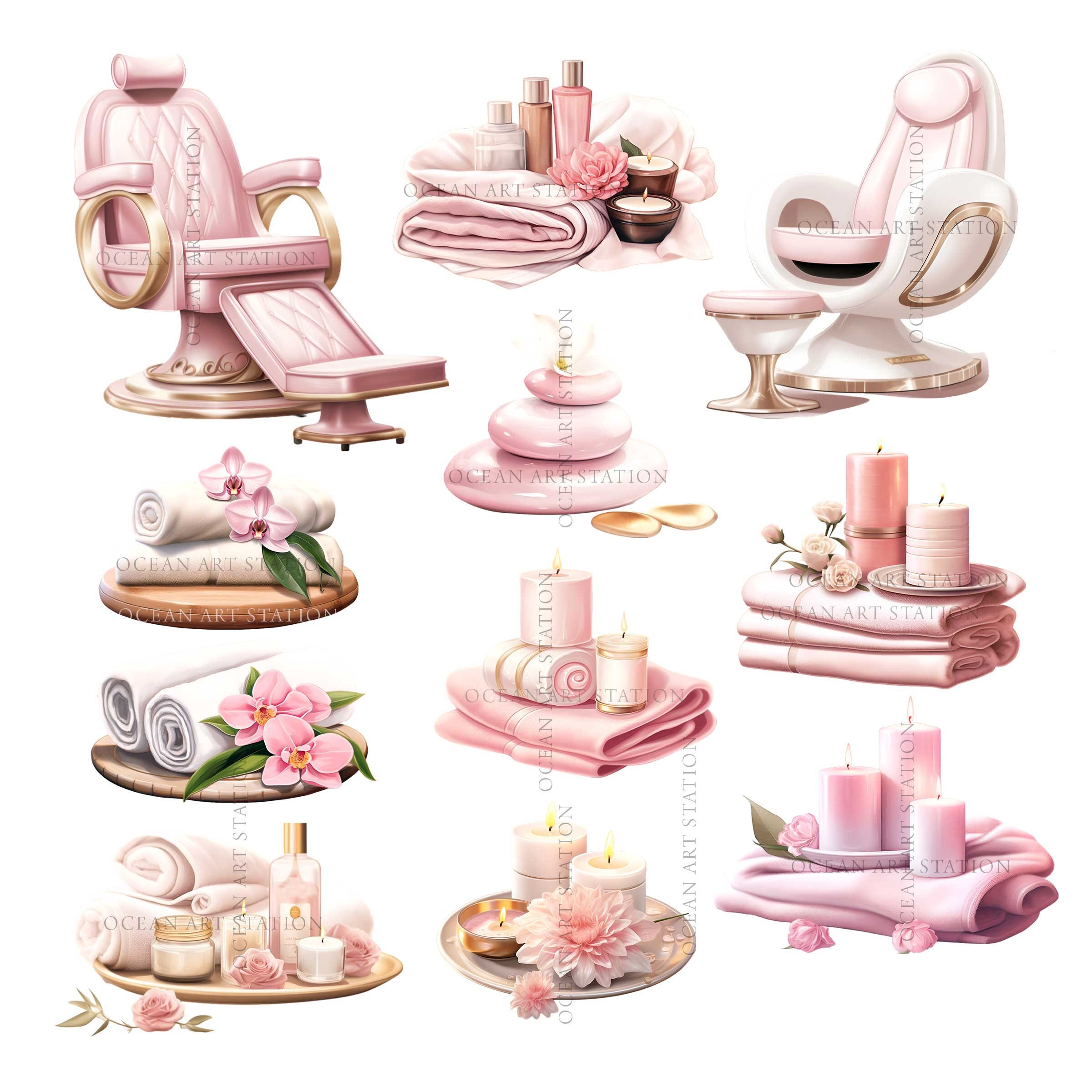 Pink Spa Clipart, Self Care Clipart, Pink Cosmetics Clipart, Relax Me ...