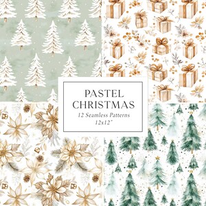 Pastel Christmas Patterns, Christmas Digital Papers, Christmas Seamless ...