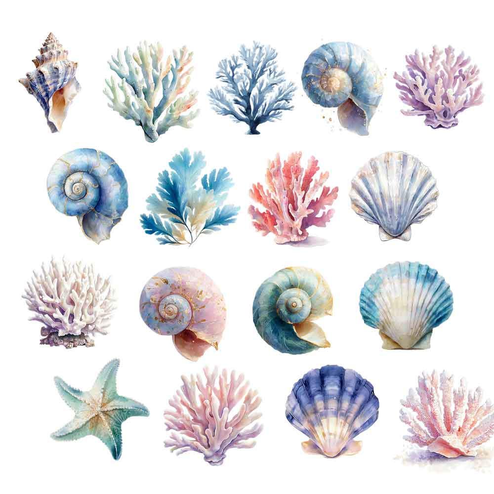 Sea Shells Clipart, Ocean Marine Clipart, Under the Sea Clipart, Coral ...