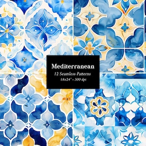 Mediterranean Seamless Patterns, Mediterranean Digital Papers, Lemon ...