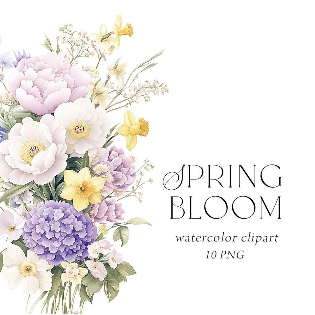Spring Flowers Clipart, Spring Bouquets Png, Pastel Spring Wildflowers ...