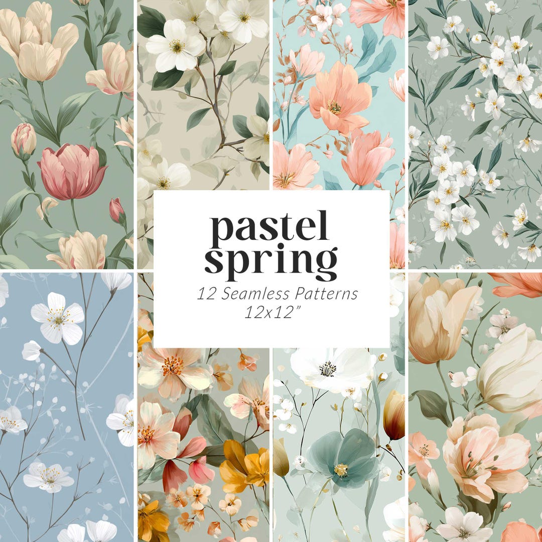 Spring Floral Seamless Patterns, Botanical Digital Papers, Spring ...