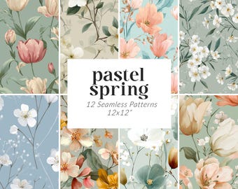 Floral Seamless Patterns, Botanical Digital Papers, Vintage Floral ...