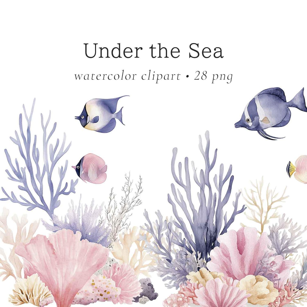 Under the Sea Clipart, Marine Clipart, Coral Reef, Under the Sea ...